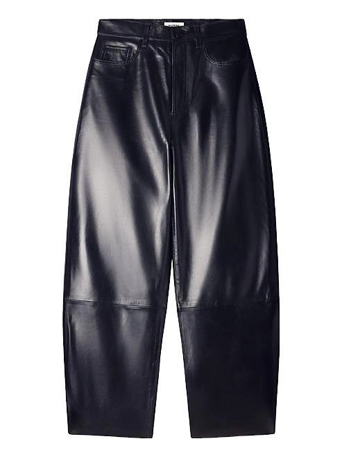 Sandro Barrel-leg High-rise Leather Trousers - Black