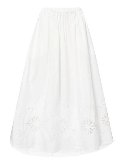 Jenni Kayne Embroidered Cotton Midi Skirt - White