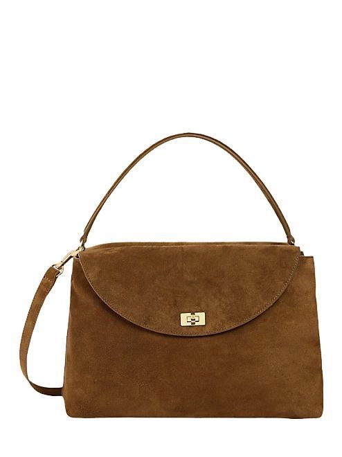 Sandro Suede Shoulder Bag - Beige