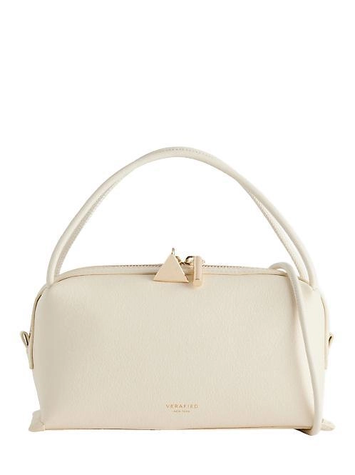 VERAFIED Café Mini Leather Shoulder Bag - Ivory