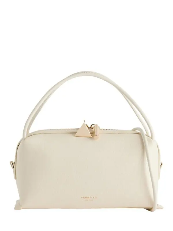 VERAFIED Café Mini Leather Shoulder Bag - Ivory