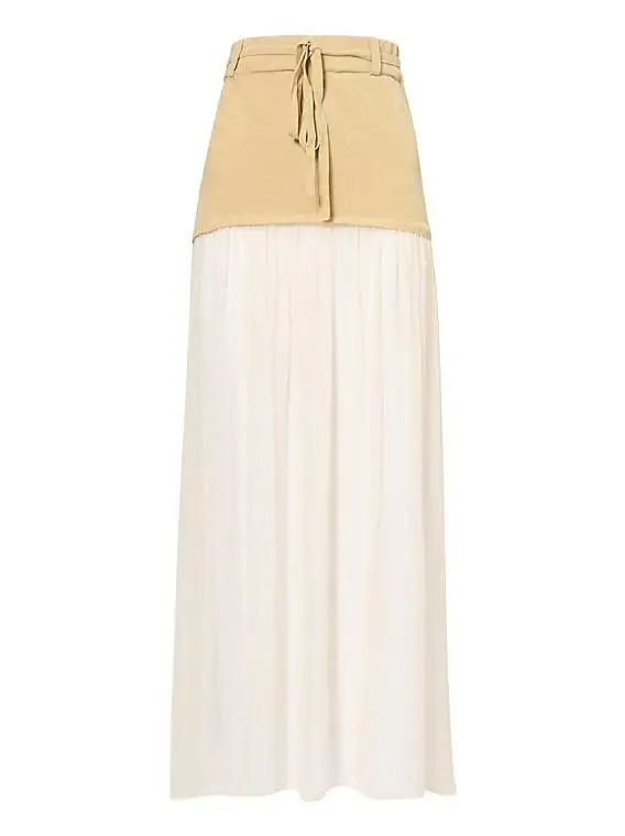 AYA MUSE Sheer Panel Cotton Maxi Skirt - Honey