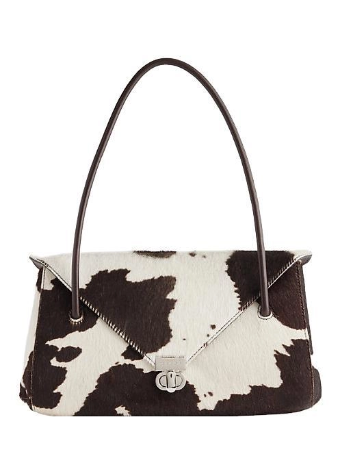 Marni Cow Print Pony Hair And Leather Shoulder Bag - Brown