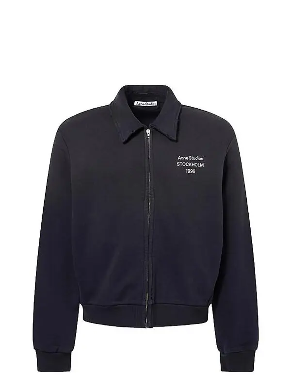 Acne Studios Logo-print Zip-up Cotton-blend Sweatshirt - Faded Black