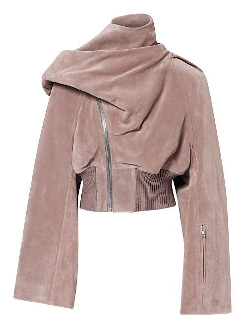 Rick Owens Asymmetrical Leather Bomber Jacket - Grape