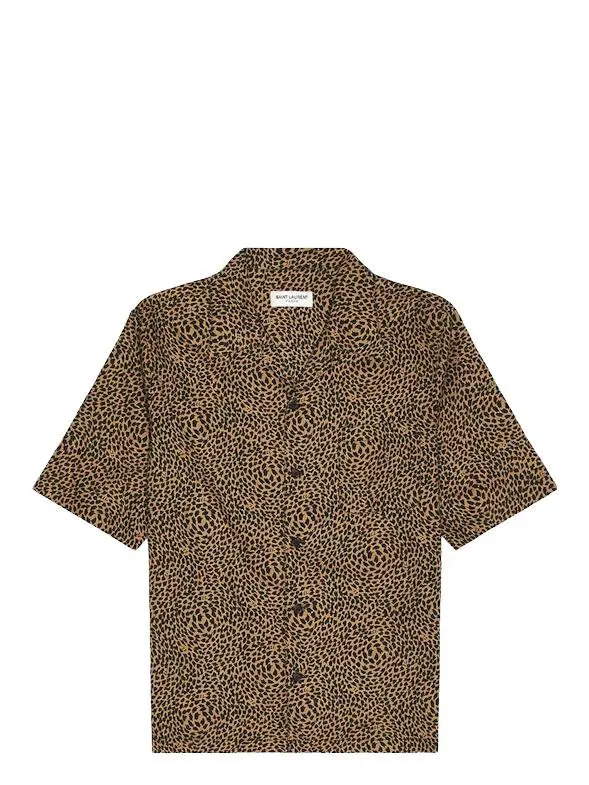 Saint Laurent Hawaii Short Sleeve Shirt - Black/camel