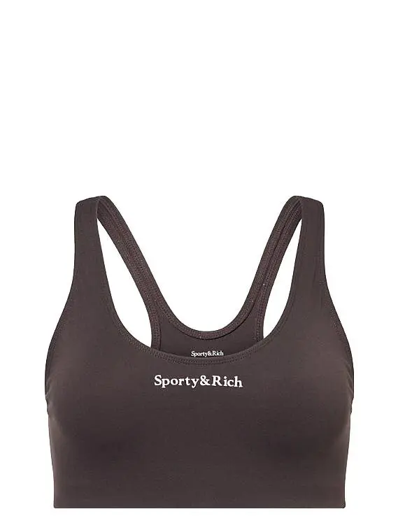 SPORTY & RICH Serif Logo Classic-fit Sports Bra - Cioco