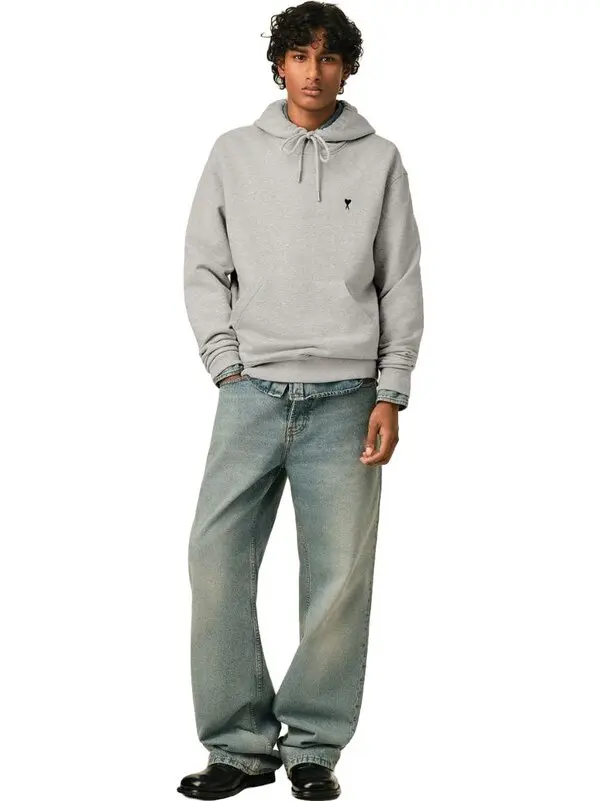 AMI Paris Heather Cotton De Coeur Sweatshirt - Grey