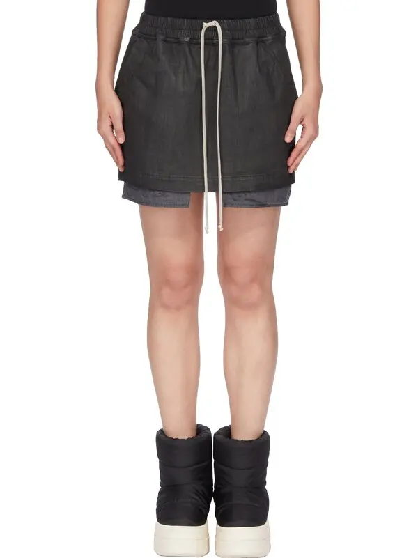 Rick Owens Matte Mini Skirt With Drawstring Waist - Black