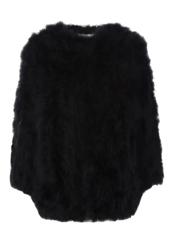 YVES SALOMON Single-breasted Feather Jacket - Black
