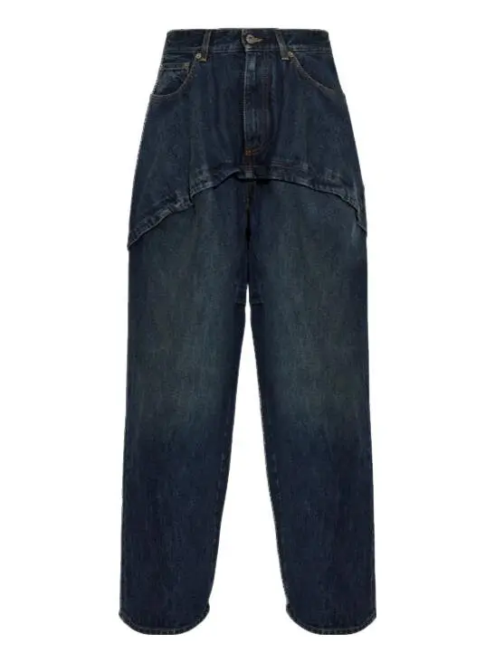 Loewe Layered Detail Wide-leg Jeans - Dark Blue