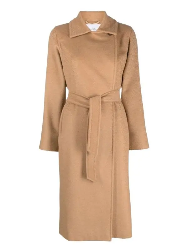 Max Mara Lapel Long-sleeved Coat - Camel Brown