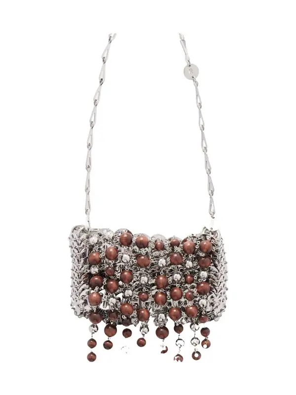 Rabanne Beaded Shoulder Bag - Gray