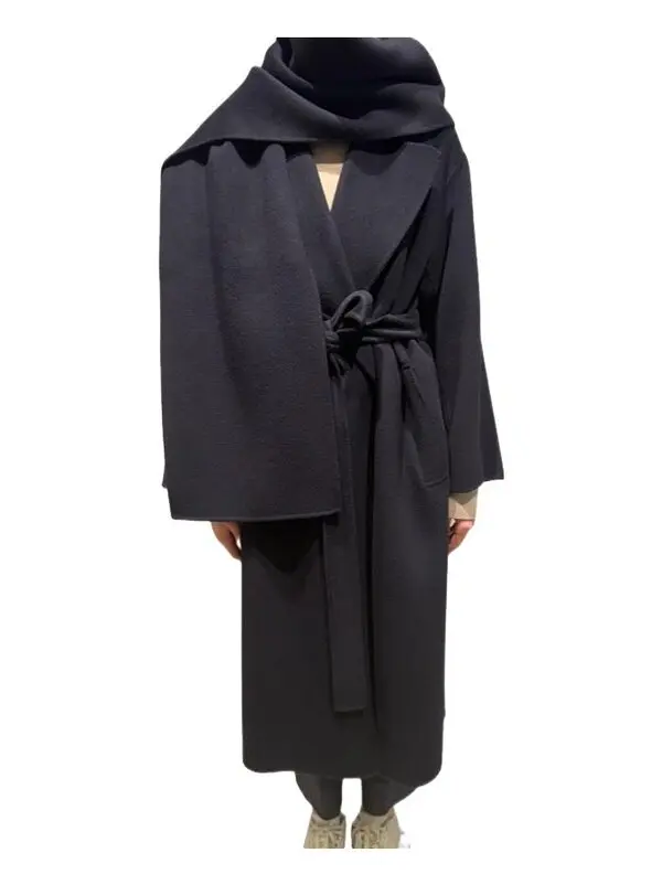 Max Mara Long Sleeved Belted Coat - Black