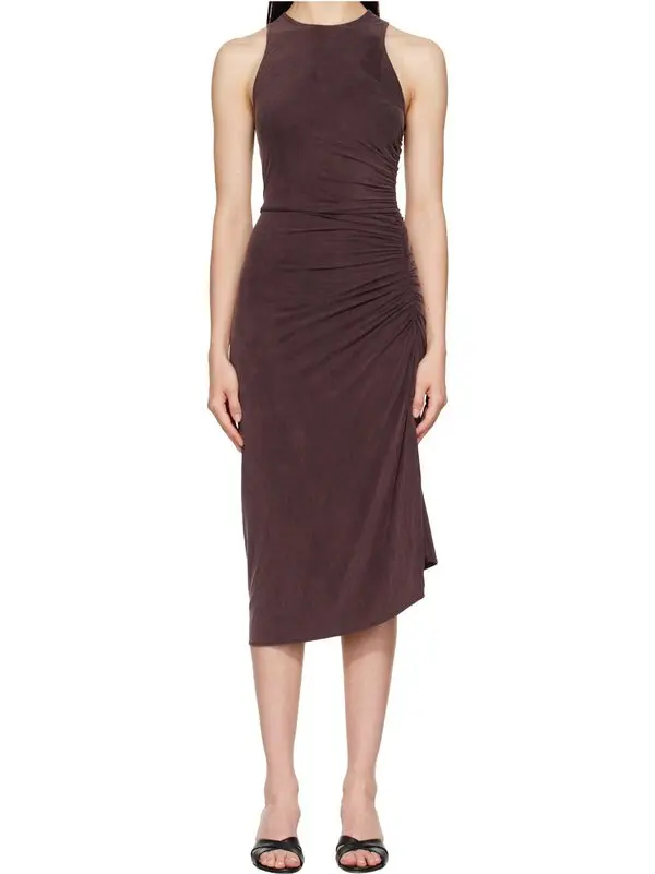 AGOLDE Anya Ruched Asymmetric Dress - Purple