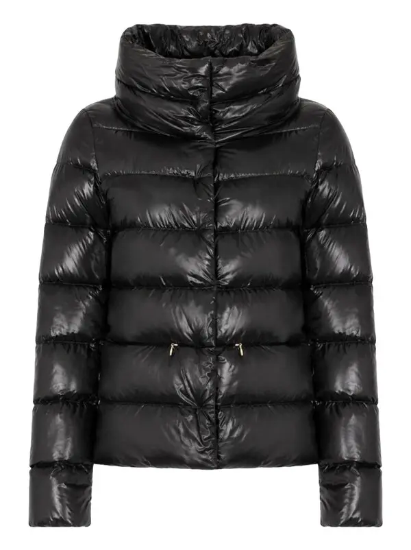 Herno Down Jacket With Mock Neck And Drawstring Hem - Dark
