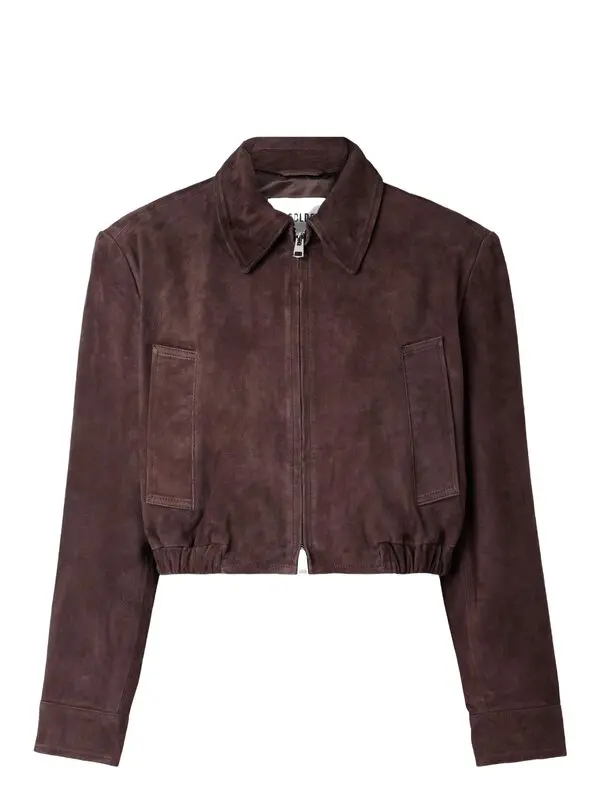 AGOLDE Cropped Leather Jacket - Red