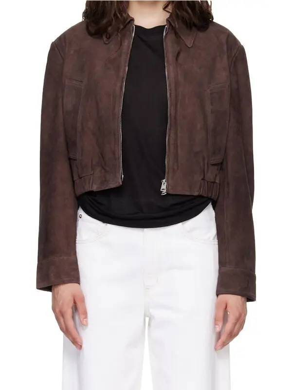 AGOLDE Cropped Leather Jacket - White