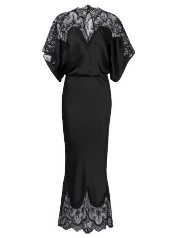 Norma Kamali Obie Lace-trimmed Satin Midi Dress - Black
