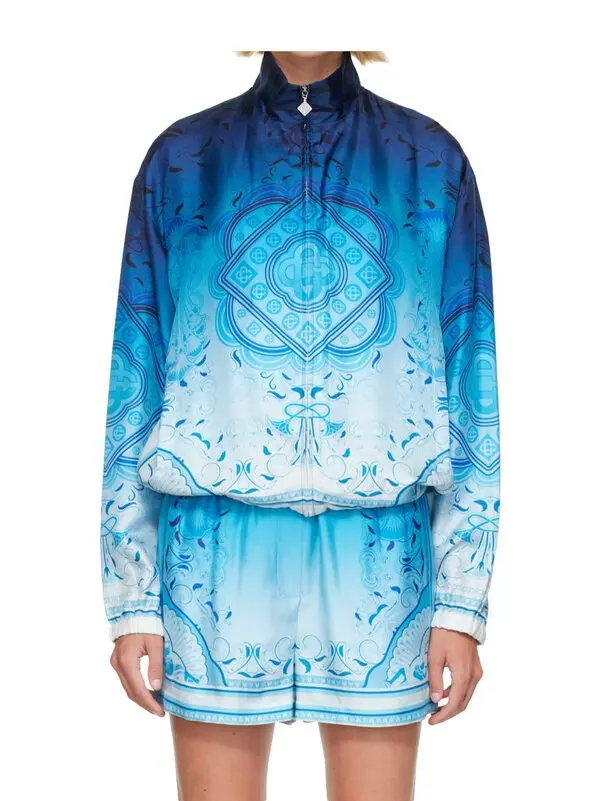 Casablanca Twill Jacket With Paisley Logo Print - Blue