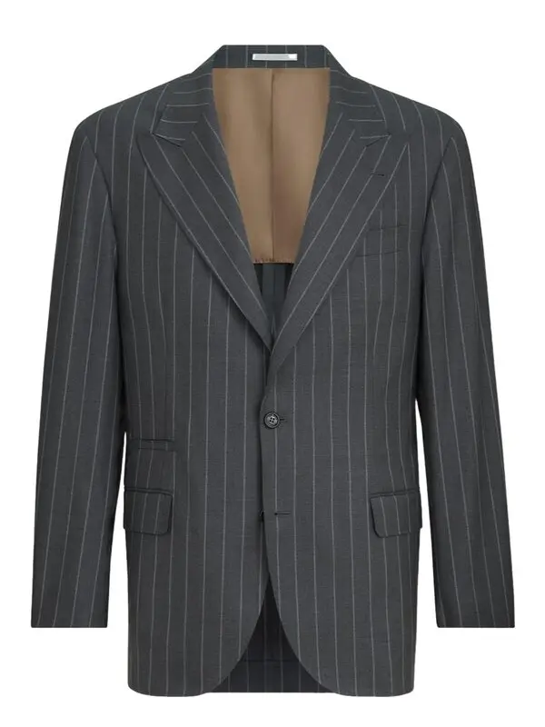 Brunello Cucinelli Long-sleeved Suit Jacket - Grey