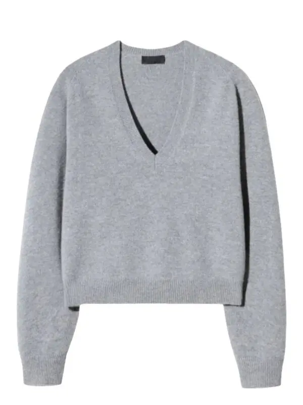 NILI LOTAN V-neck Long-sleeve Sweater - Grey