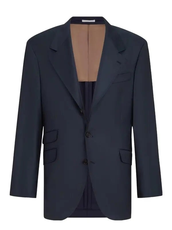 Brunello Cucinelli Long-sleeved Suit Jacket - Navy Blue