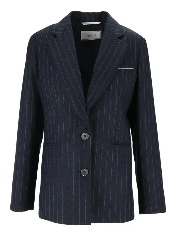 Peserico Single-breasted Striped Blazer - Black