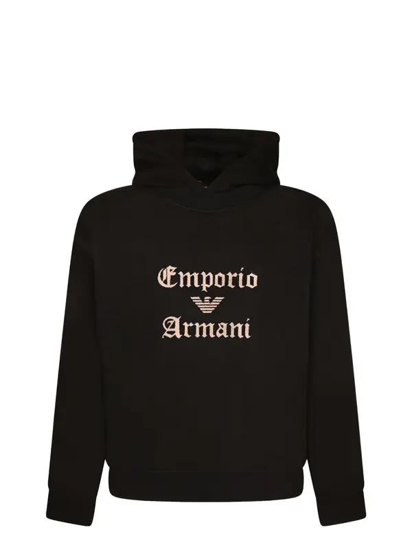 Emporio Armani Printed Hooded Sweatshirt - Black