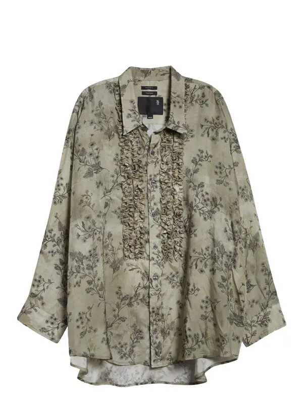 R13 Long-sleeved Shirt With Ruffle Detail - Gray