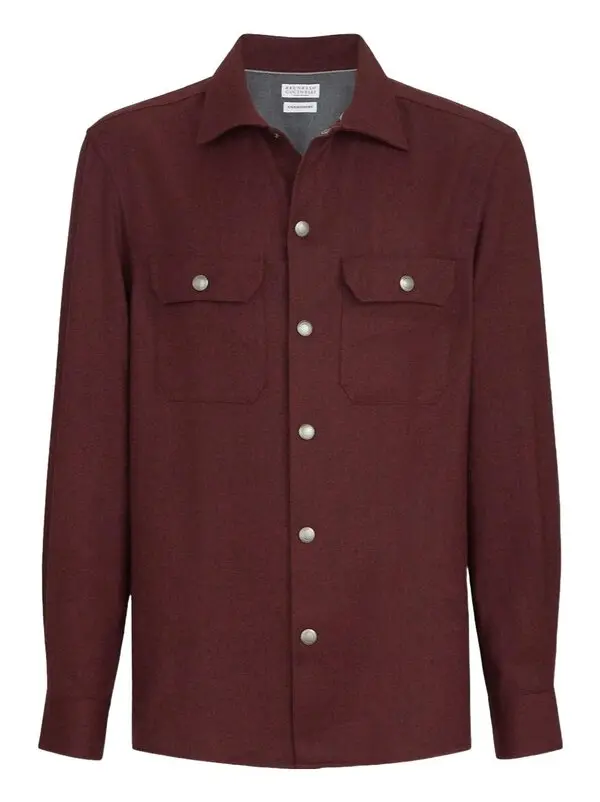Brunello Cucinelli Flannel Chest-pockets Shirt Jacket - Lava