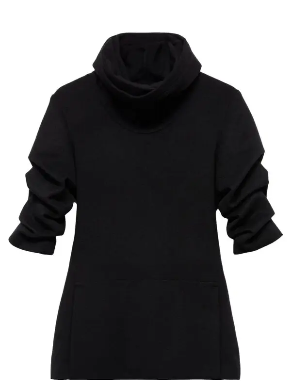 7 For All Mankind Pleated High-neck Mini Dress - Black