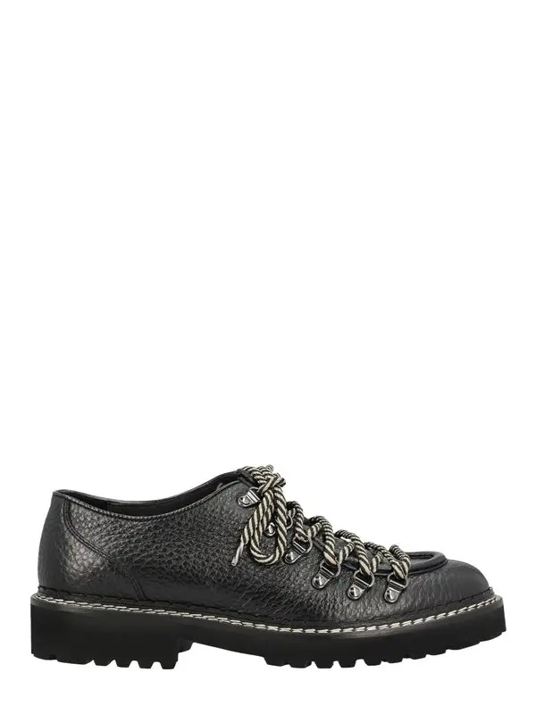 DOUCAL'S Embossed Lace-up Low-top Casual Shoes - Black
