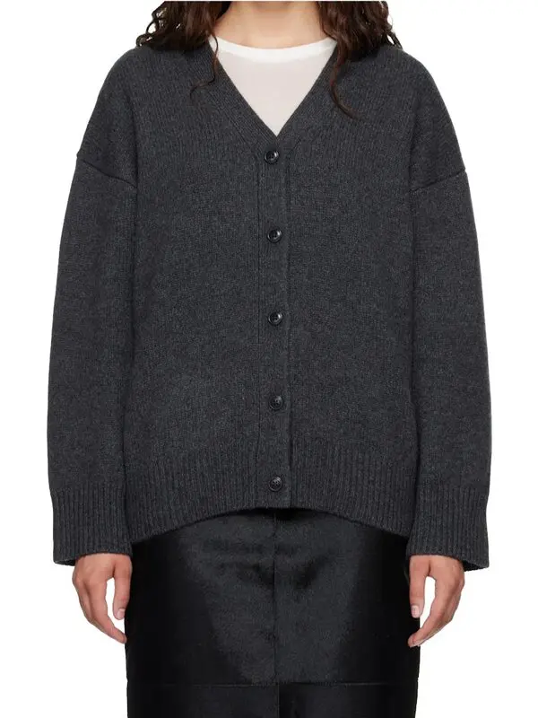 Loulou De Saison Button-front Ribbed-knit Cardigan - Grey