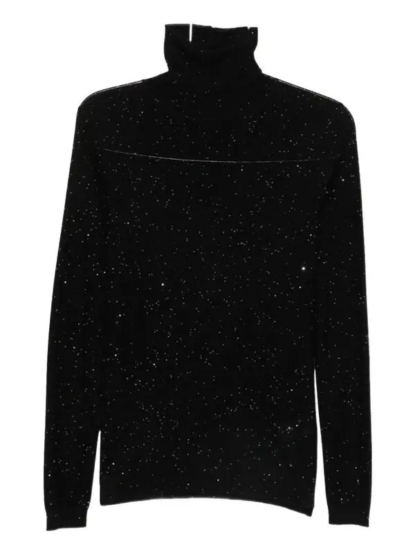 Fabiana Filippi Sequined Wool Turtleneck Sweater - Black