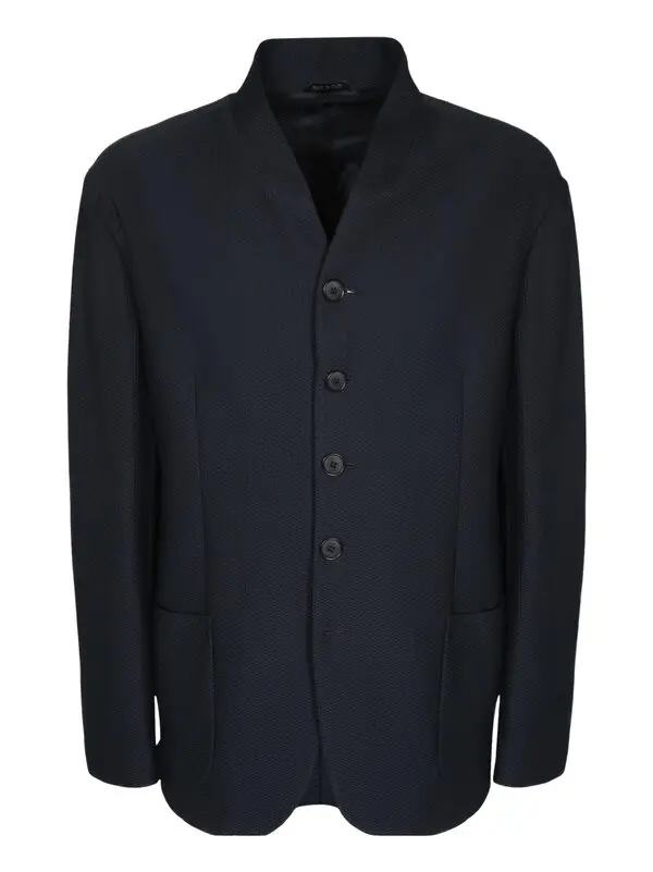 Giorgio Armani Honeycomb-knit Stand-collar Blazer - Blue