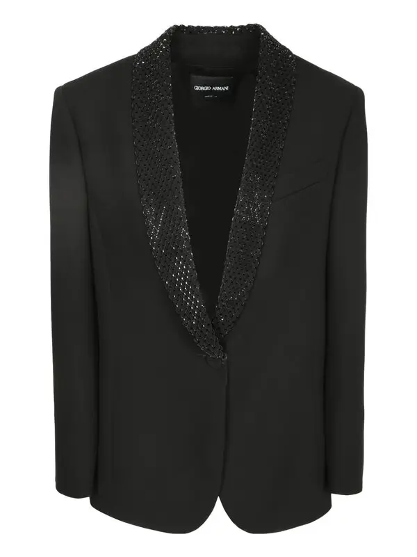 Giorgio Armani Bead-embellished Shawl-lapel Blazer - Black