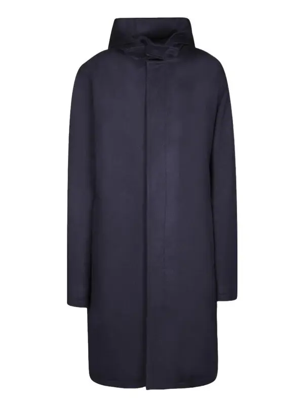 LARDINI Long Sleeved Hooded Coat - Blue