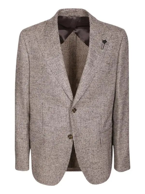 LARDINI Houndstooth Single-breasted Blazer - Brown