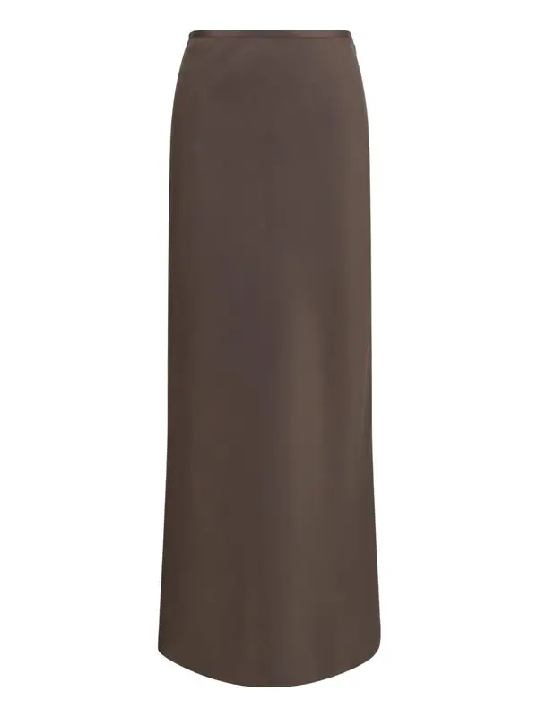 Loulou De Saison Silk-twill A-line Maxi Skirt - Dark Brown