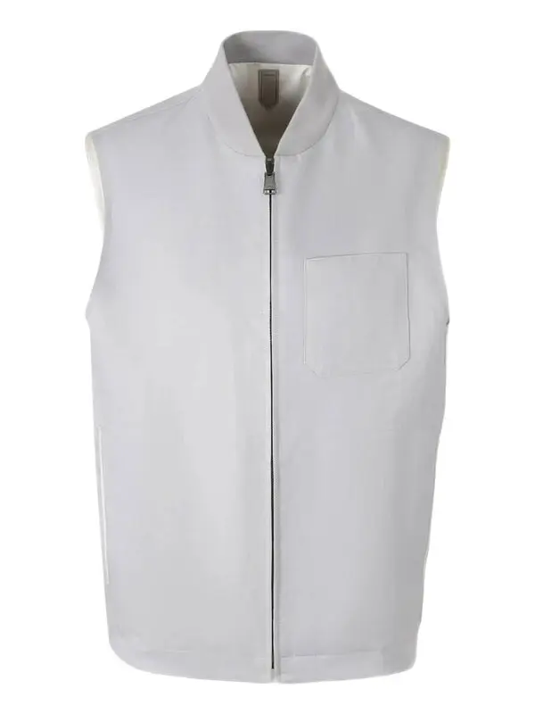 Canali Reversible Zip Vest With Patch Pocket - Grey