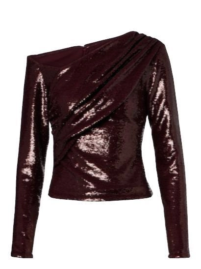 Roland Mouret Draped Asymmetric Sequin Top - Wine Red