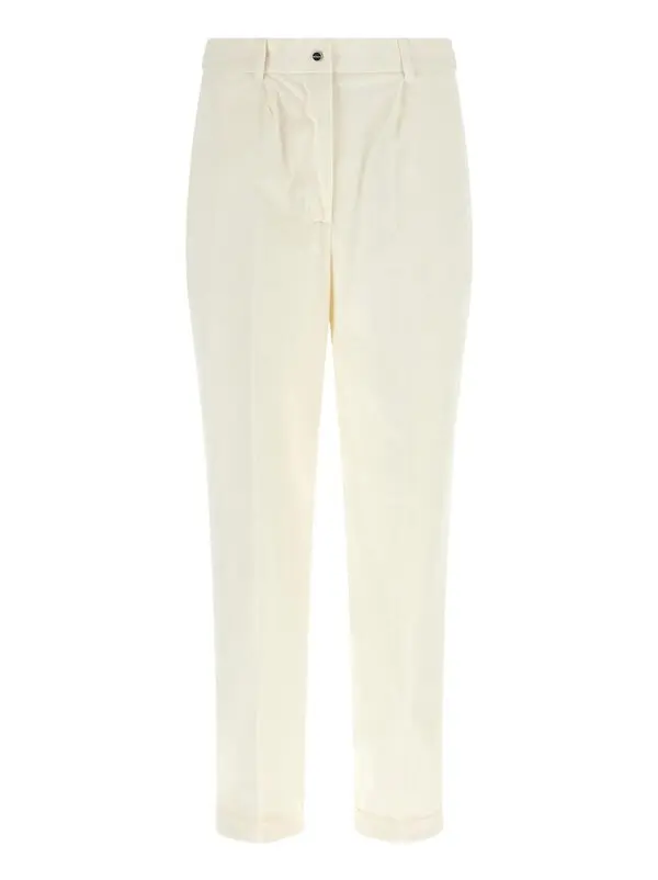 Kiton Corduroy Trousers With Elasticated Waistband And Cuffed Hems - White