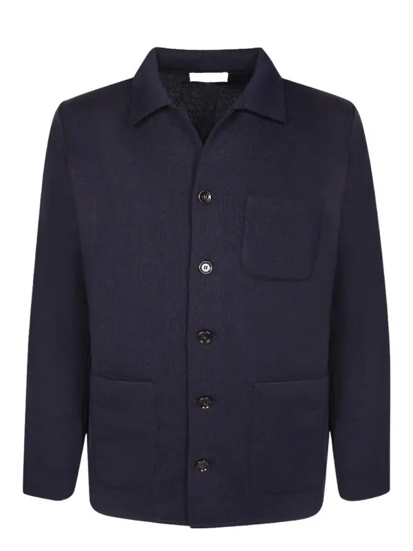 LARDINI Long Sleeved Jacket With Classic Collar - Blue