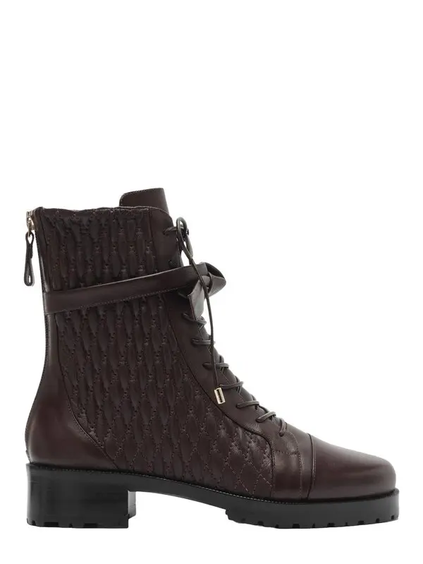 ALEXANDRE BIRMAN Quilted Clarita Combat Boots - Dark Plum