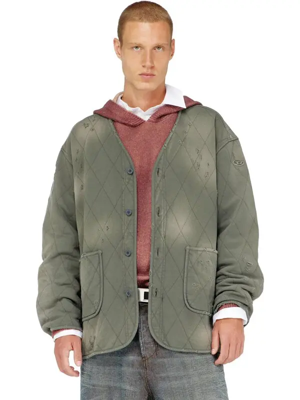 DIESEL® Distressed Quilted Liner Jacket - Green