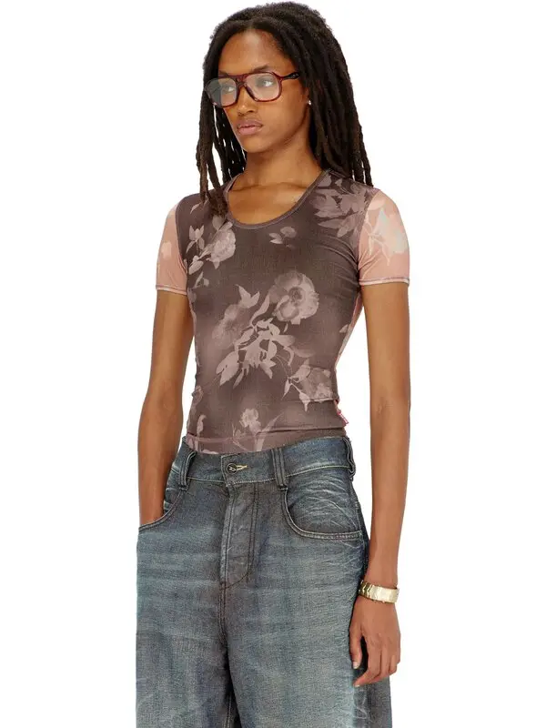DIESEL® Floral-print Ribbed Jersey Top - Multicolor