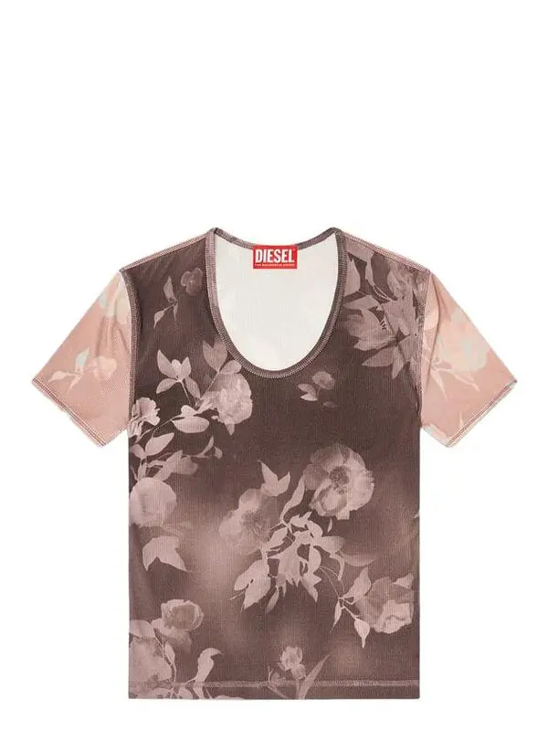DIESEL® Floral-print Ribbed Jersey Top - Multicolor