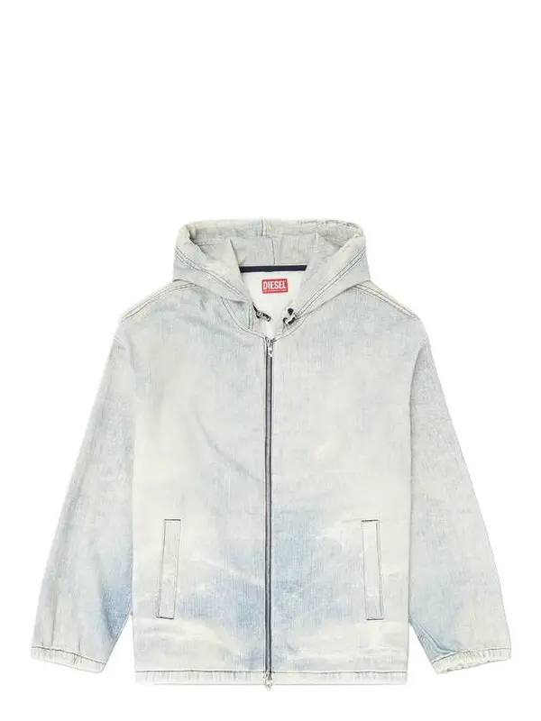 DIESEL® Joggjeans Hooded Jacket With Trompe L'oeil Print - Blue