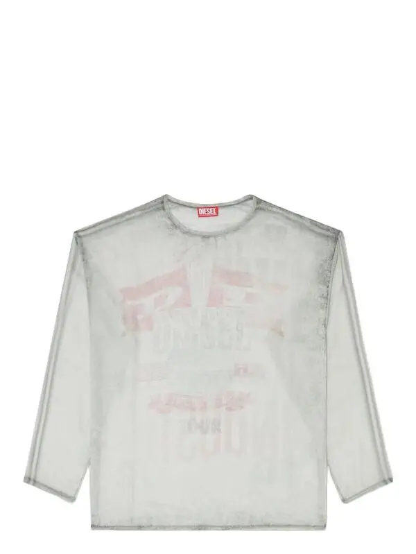 DIESEL® Sheer Chiffon Top With Concert Graphics - Grey